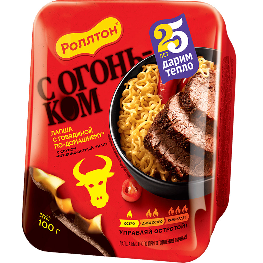Instant Spicy Beef Noodles with Chili Sauce "S Ogonkom", Rollton, 100g ...