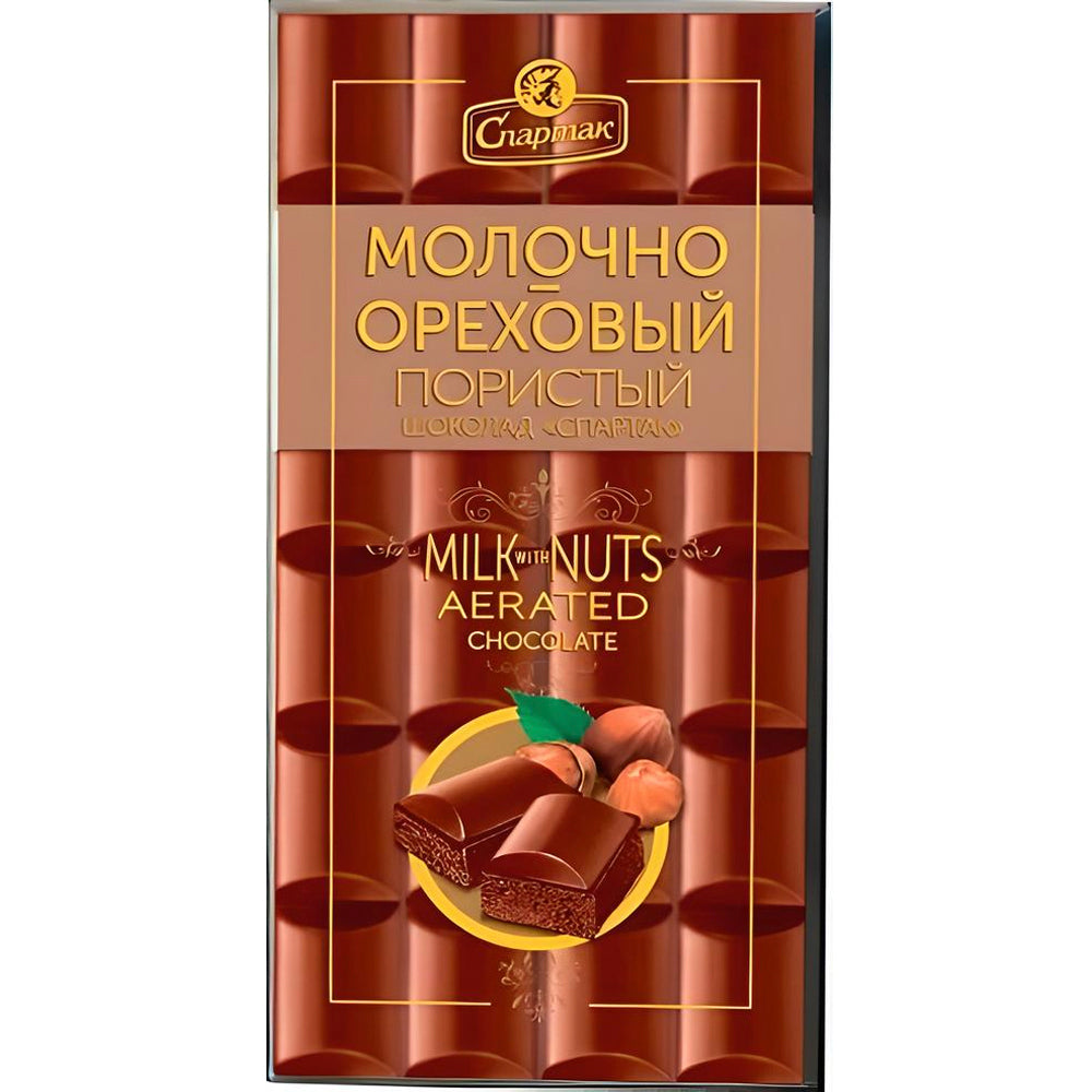 Milk-Nut Aerated Chocolate, Spartak, 70g/ 2.47 oz – RussianFoodS