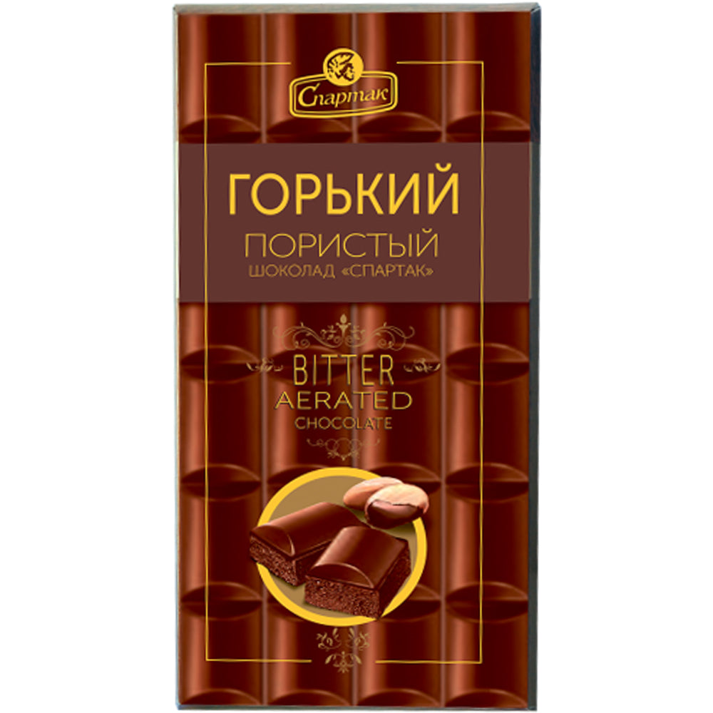 Bitter Aerated Chocolate, Spartak, 70g/ 2.47oz – RussianFoodS
