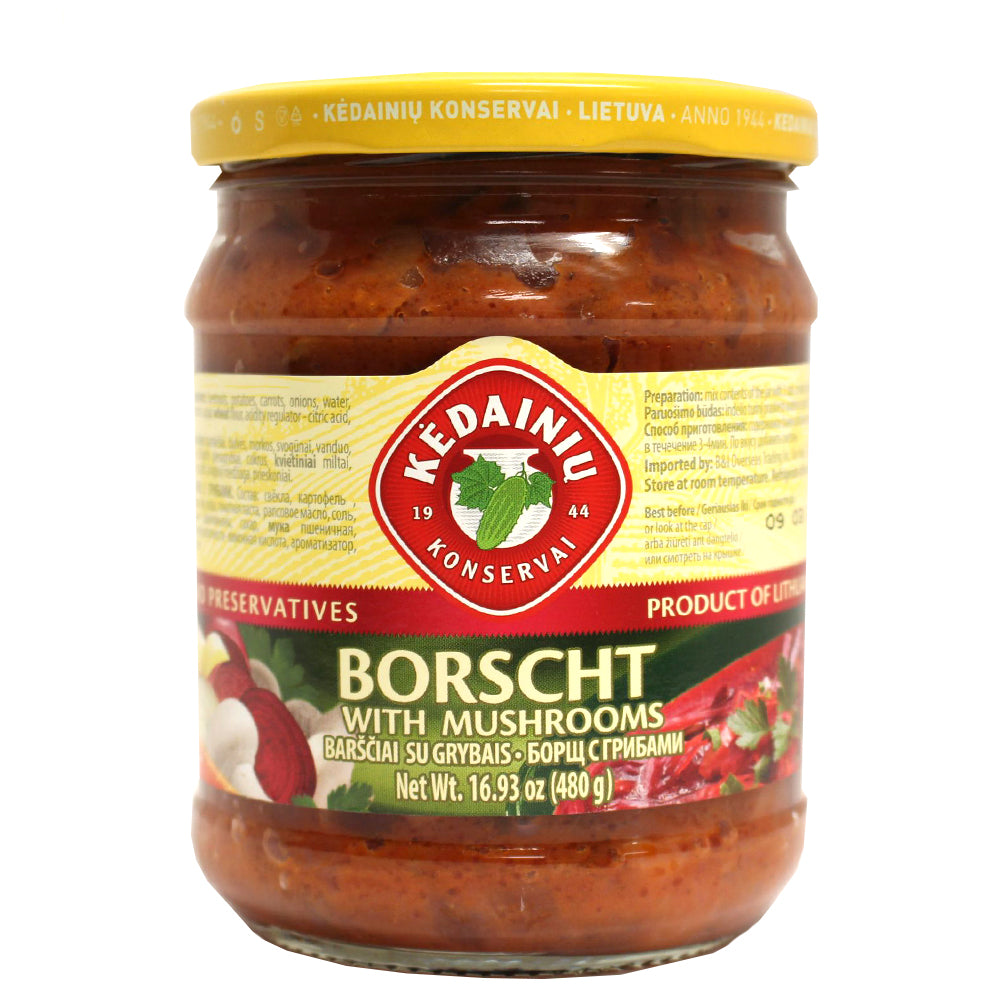 Borscht with Mushrooms (Glass Jar), Kedainiu, 480 g – RussianFoodS
