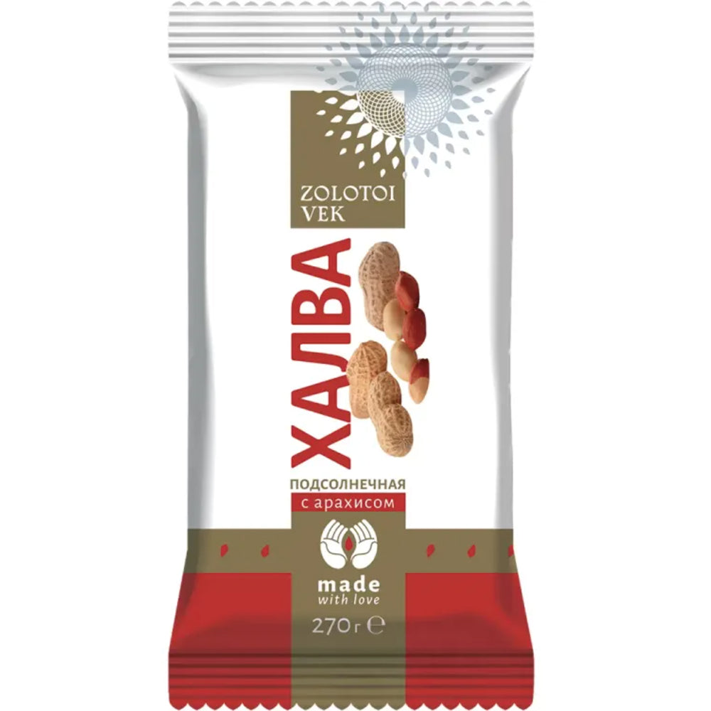 Sunflower Halva with Peanuts, Zolotoy Vek, 270g/ 0.6lb – RussianFoodS