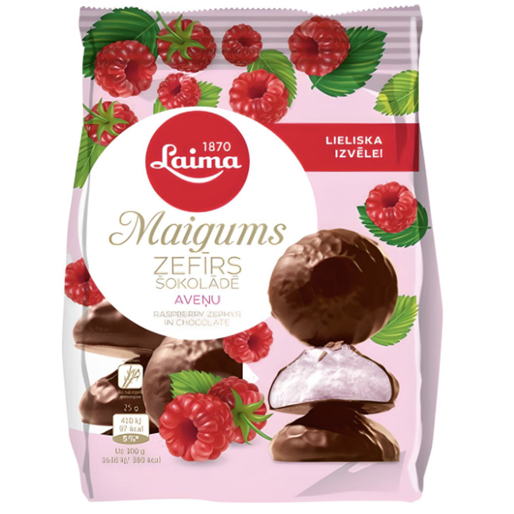 Raspberry Marshmallows Chocolate Glazed "Maigums", Laima, 200g/ 7.05oz ...