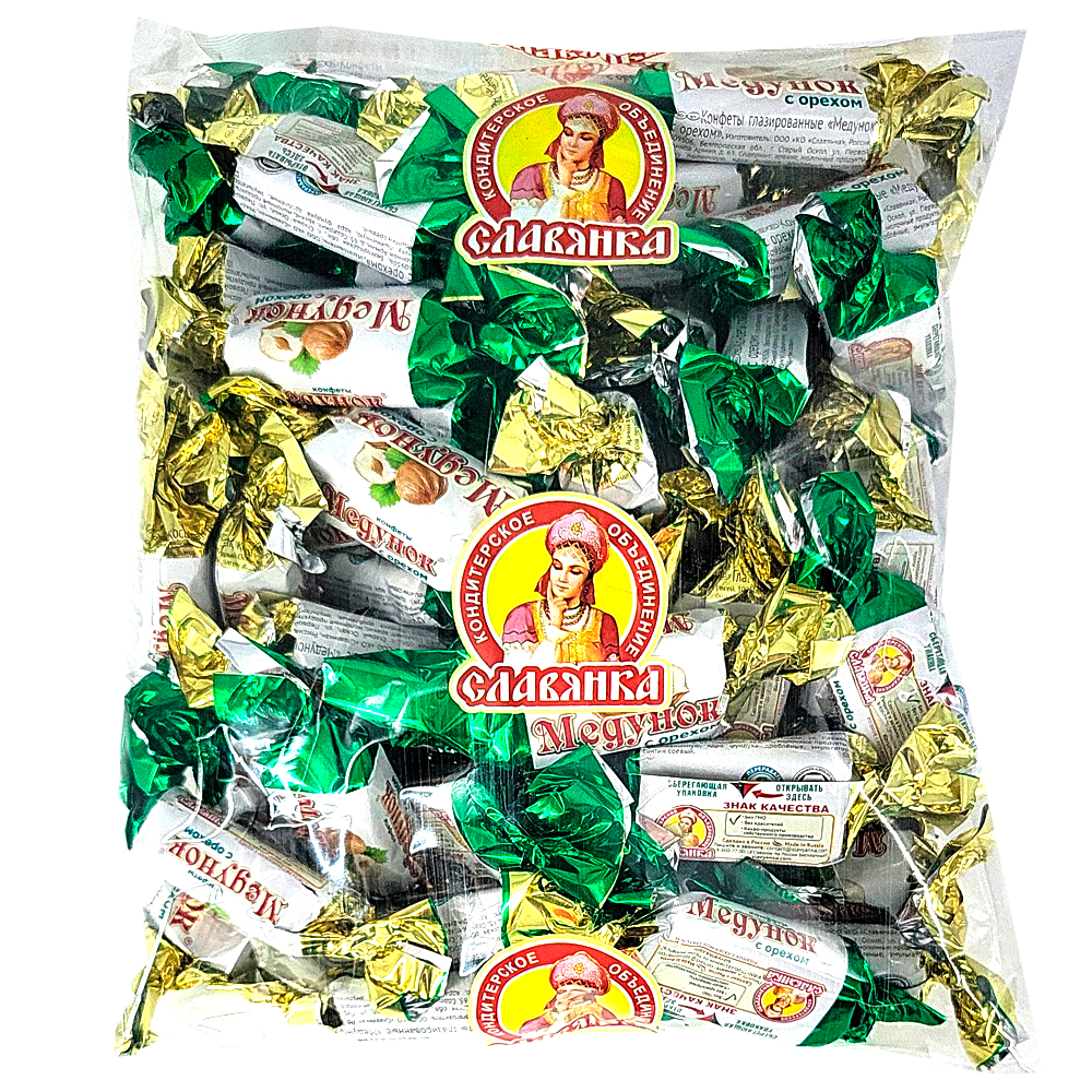 Chocolate Candies with Nuts, Medunok, Slavyanka, 1 kg/ 2.2 lb ...