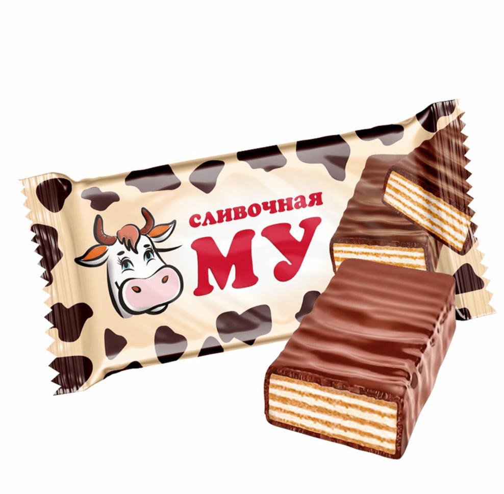 Buy Waffle Chocolate Glazed Candy "Creamy Mu" Creamy Flavour, Nevsky ...
