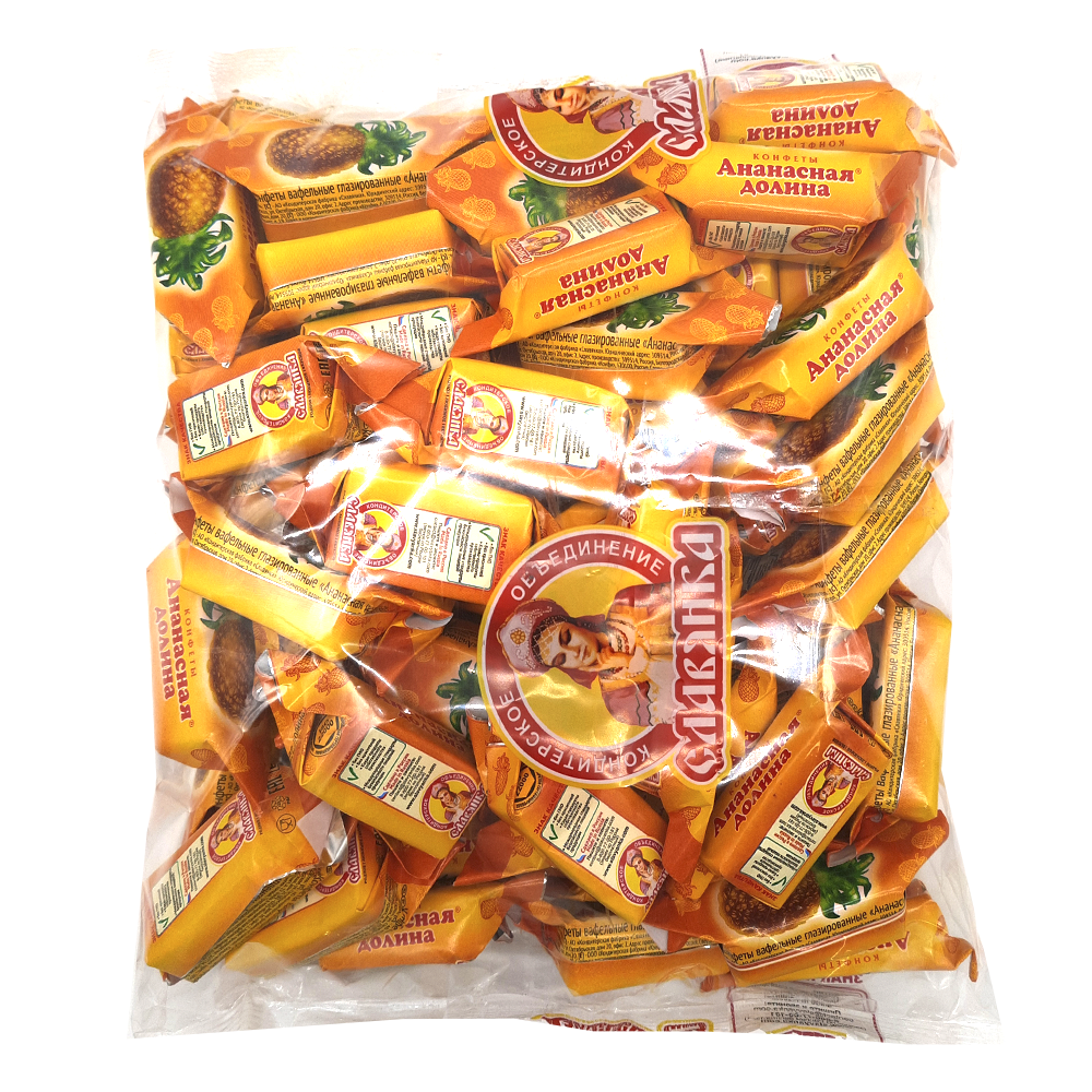 Chocolate-Coated Waffle Candies, Pineapple Valley, Slavyanka, 1 kg/ 2 ...